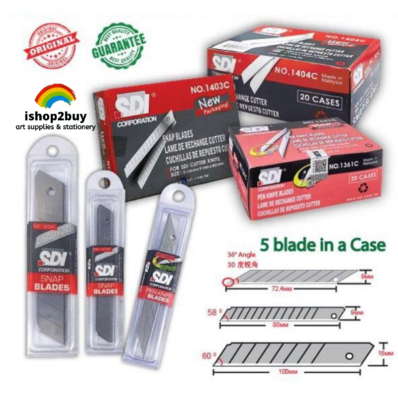 SDI Cutter Blade Refill 100pcs (5 Blades In 1) x 20 cases Heavy Duty ...