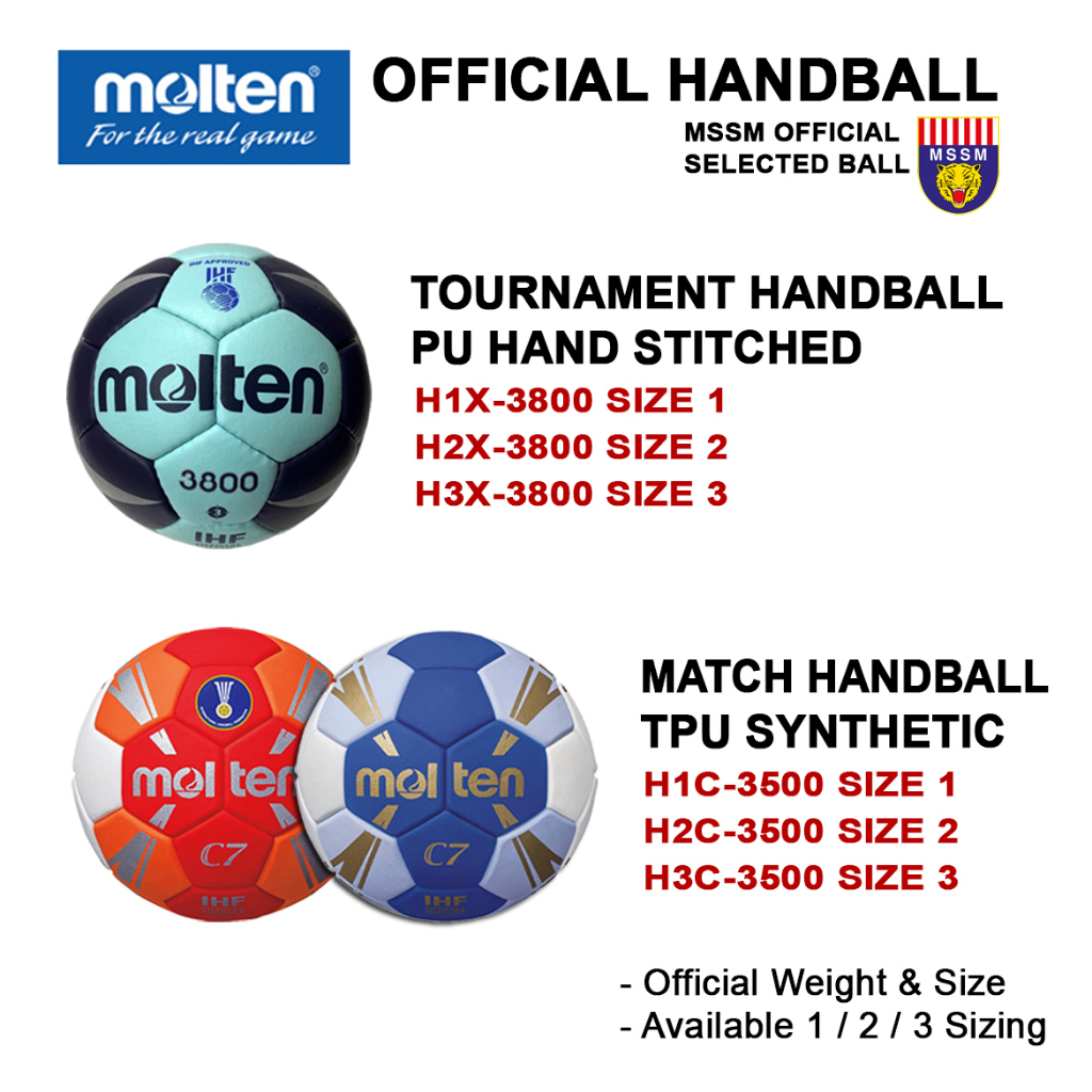 [100% Original] Molten Handball Training Ball H1R H2R H3R H2X 1800 3400 ...