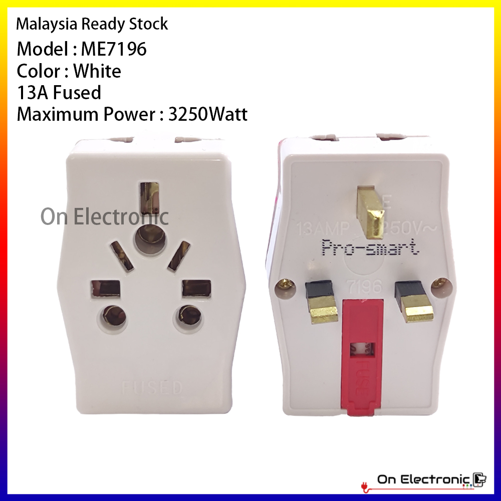 3 Way 13A Multi Universal Socket Adaptor Travel Extension Plug Multi ...
