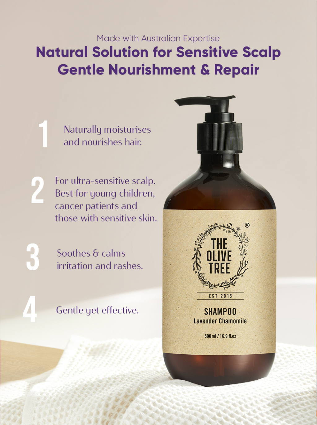 The Olive Tree Lavender Chamomile Shampoo / Syampu Lavender Chamomile ...