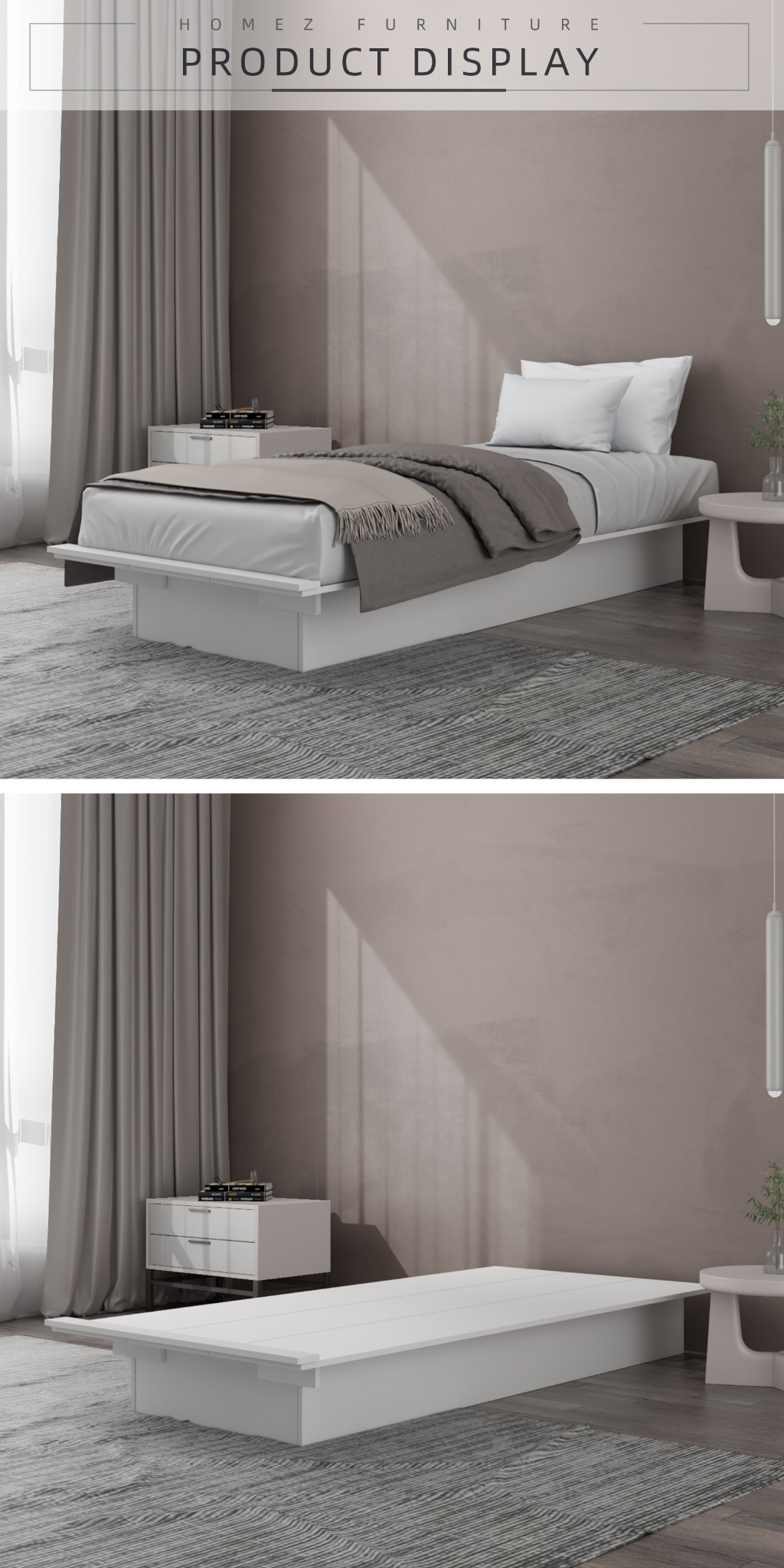 [FREE Shipping] Homez Jordan Series Wooden Single Bed Frame with/without Headboard / Katil Queen ...