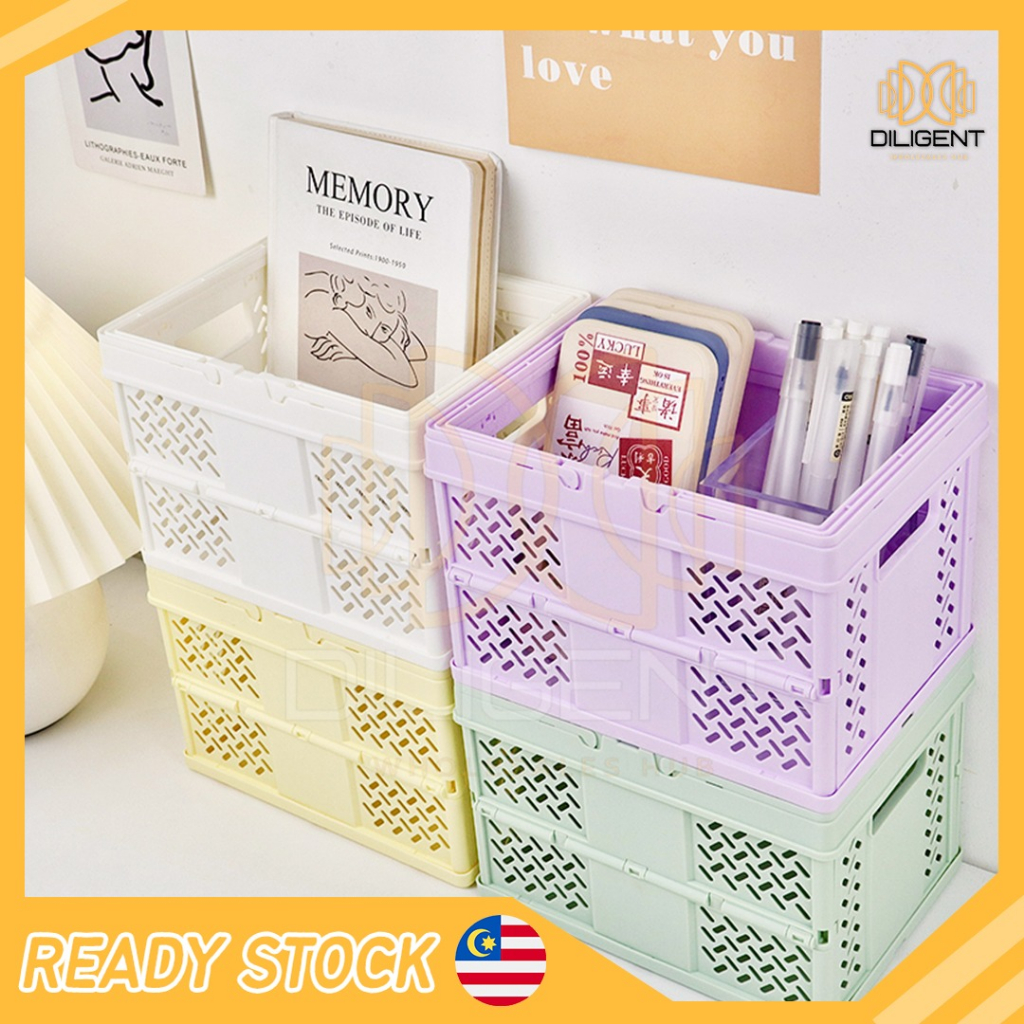 【D264 READY STOCK】Portable Storage Basket Folding Storage Box ...