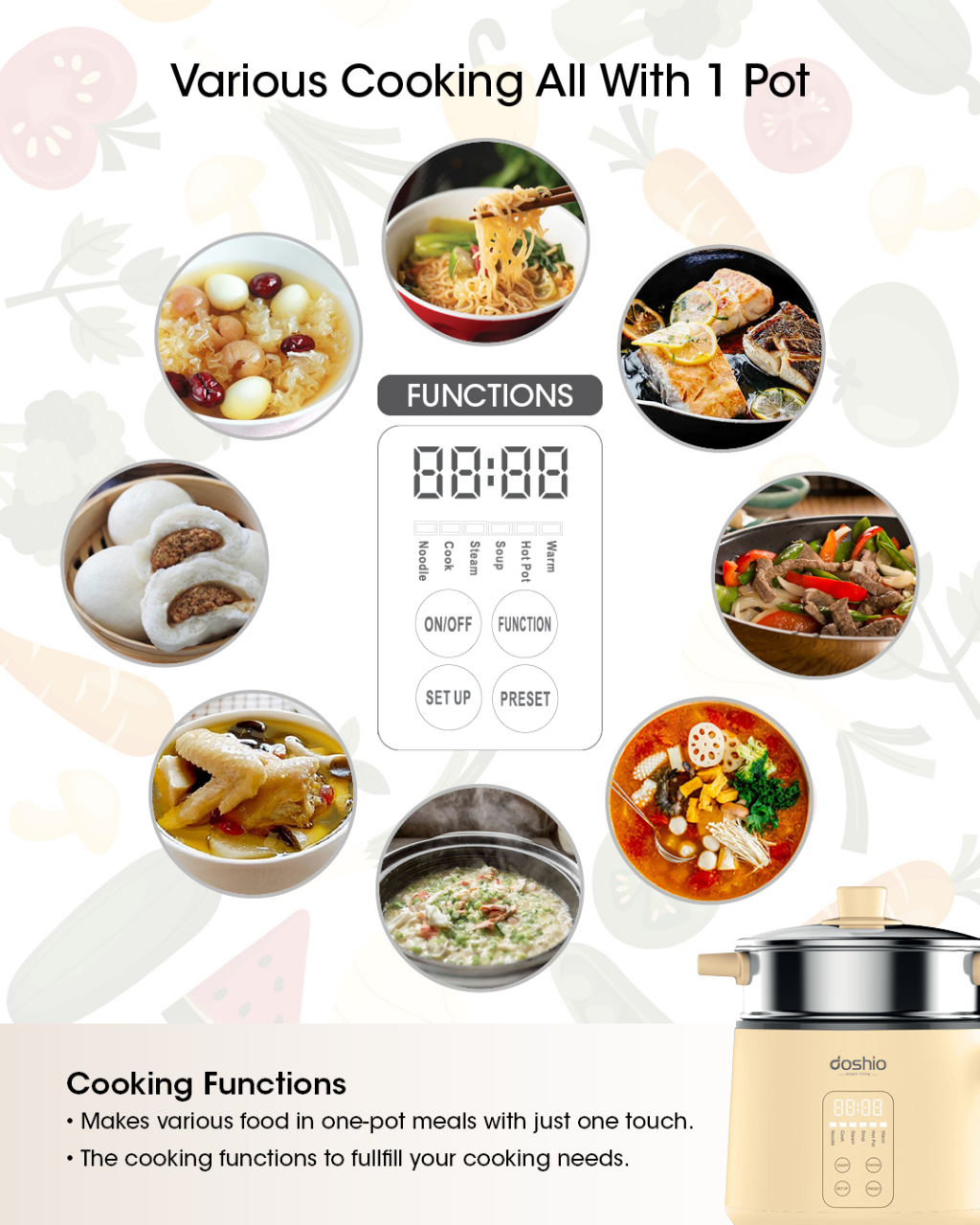 Doshio Intelligent Mini Multi-Cooker Stainless Steel Inner Pot 1.8L ...