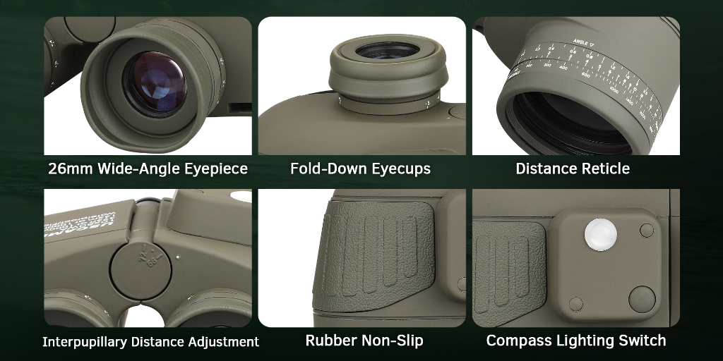 USCAMEL 10x50 Military Binoculars High Power Zoom Compass Day & Night ...