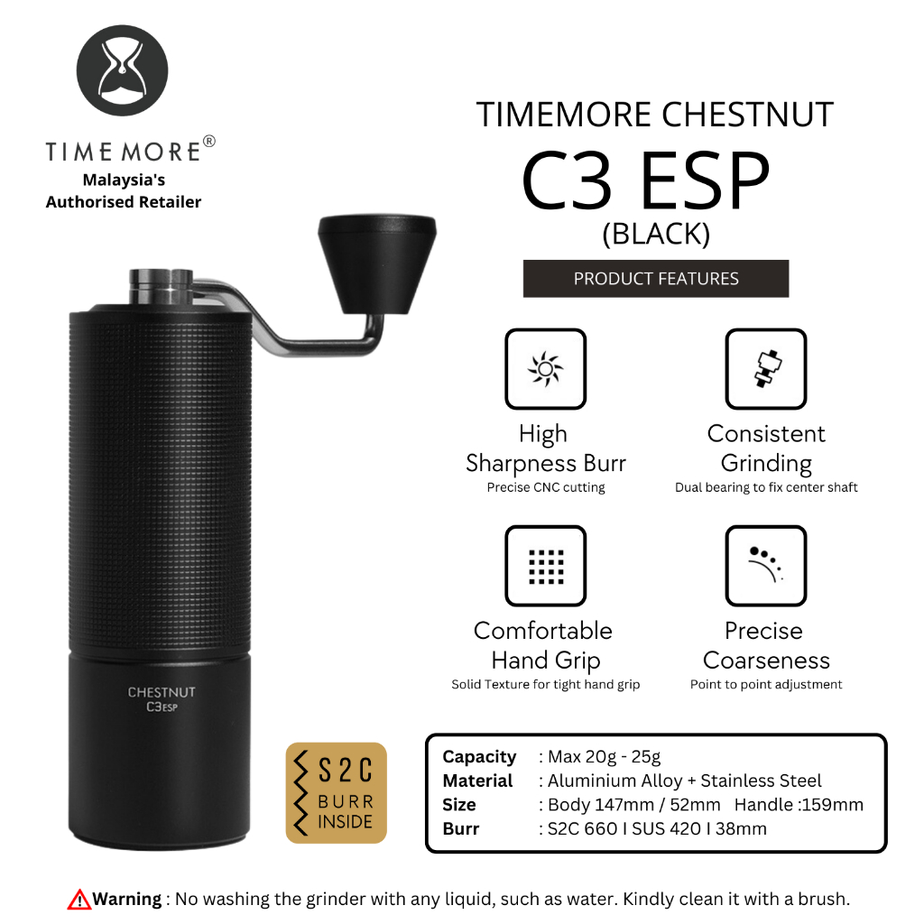 TIMEMORE Chestnut C2 / C3 / C3 ESP / C5 / C5 ESP Manual Coffee Grinder ...