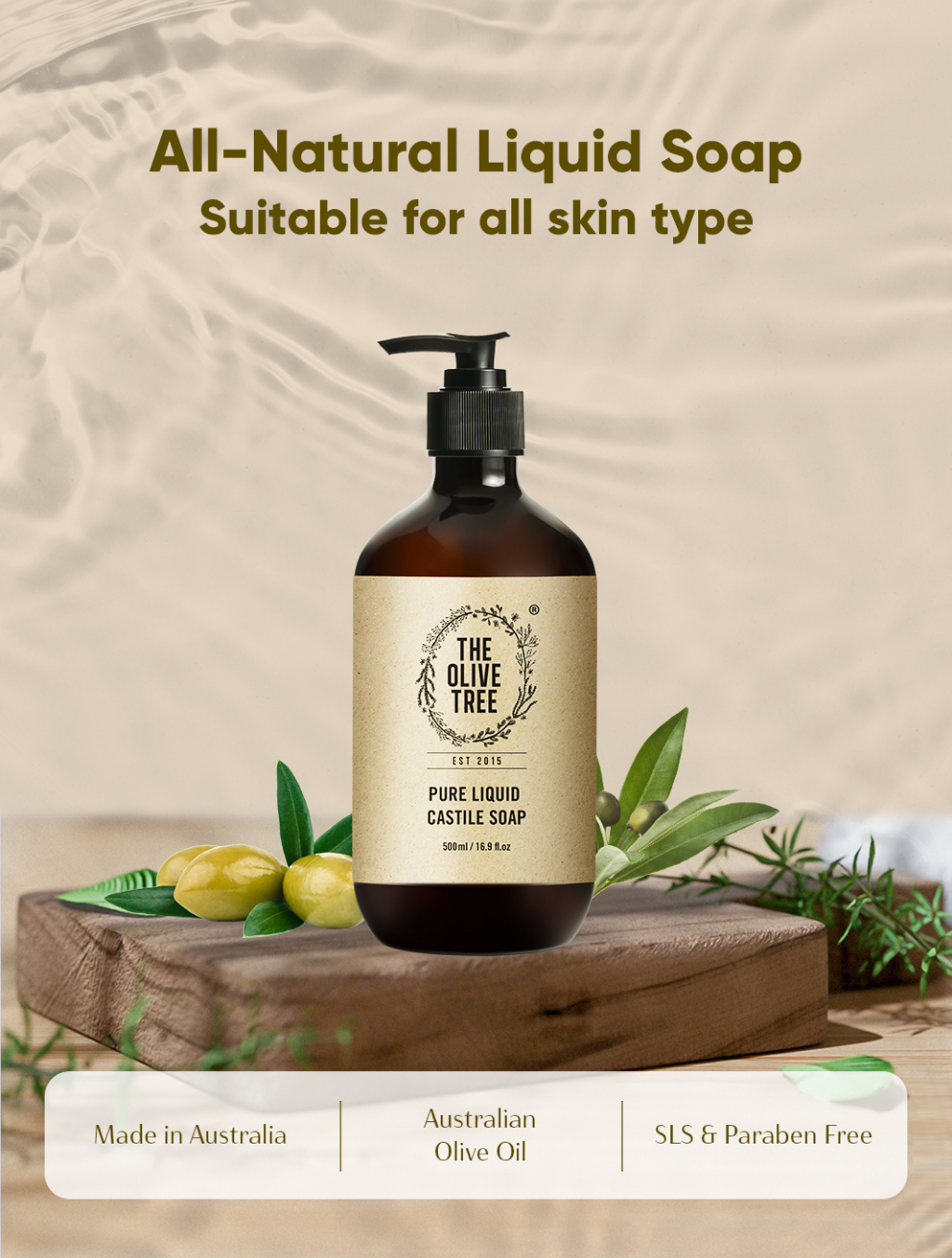 The Olive Tree Pure Liquid Castile Soap / Sabun Mandi Castile (500ml ...