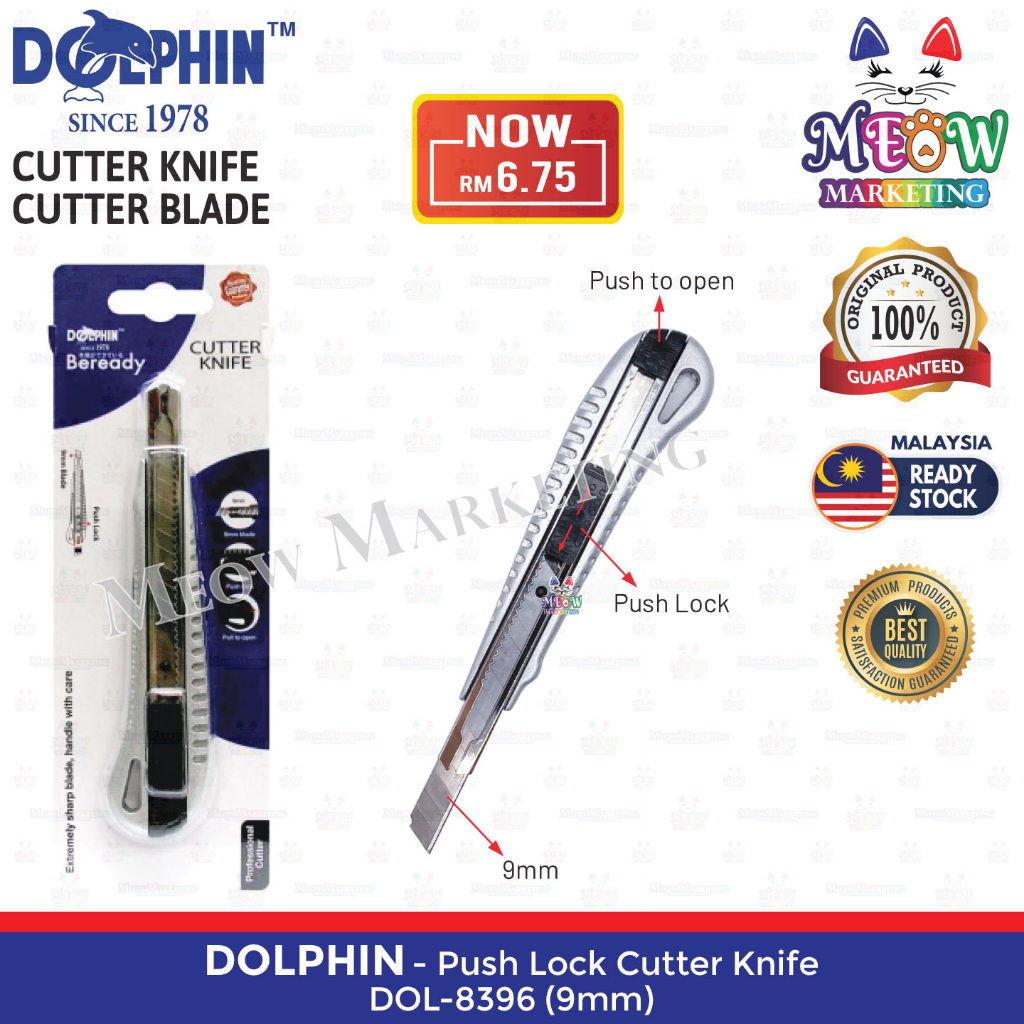 Dolphin Push Lock Metal Cutter Knife - DOL-8396 / DOL-8398 and Cutter ...