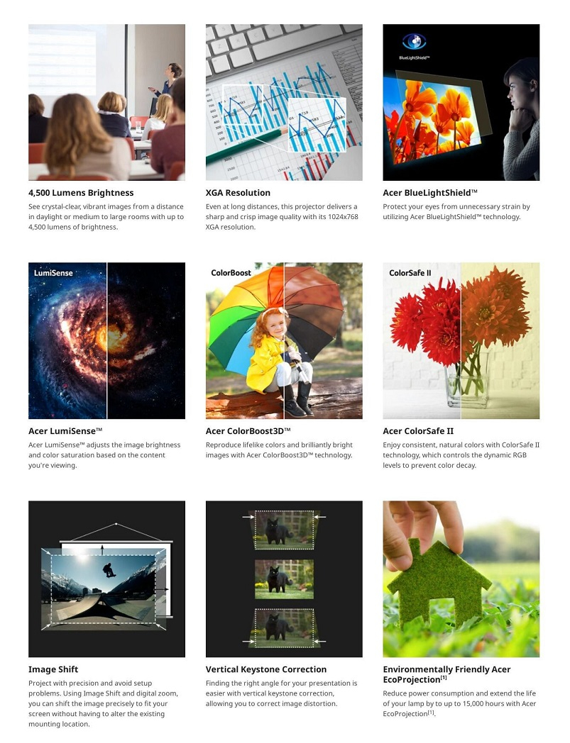 ACER X1129HP SVGA / X1229HP XGA 4500 LUMENS DLP PROJECTOR BUSINESS ...