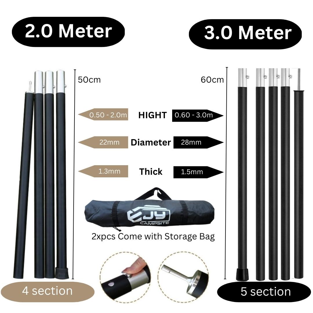Flysheet Pole Aluminum Thickness Telescopic Pole Camping Tent Pole Tarp ...