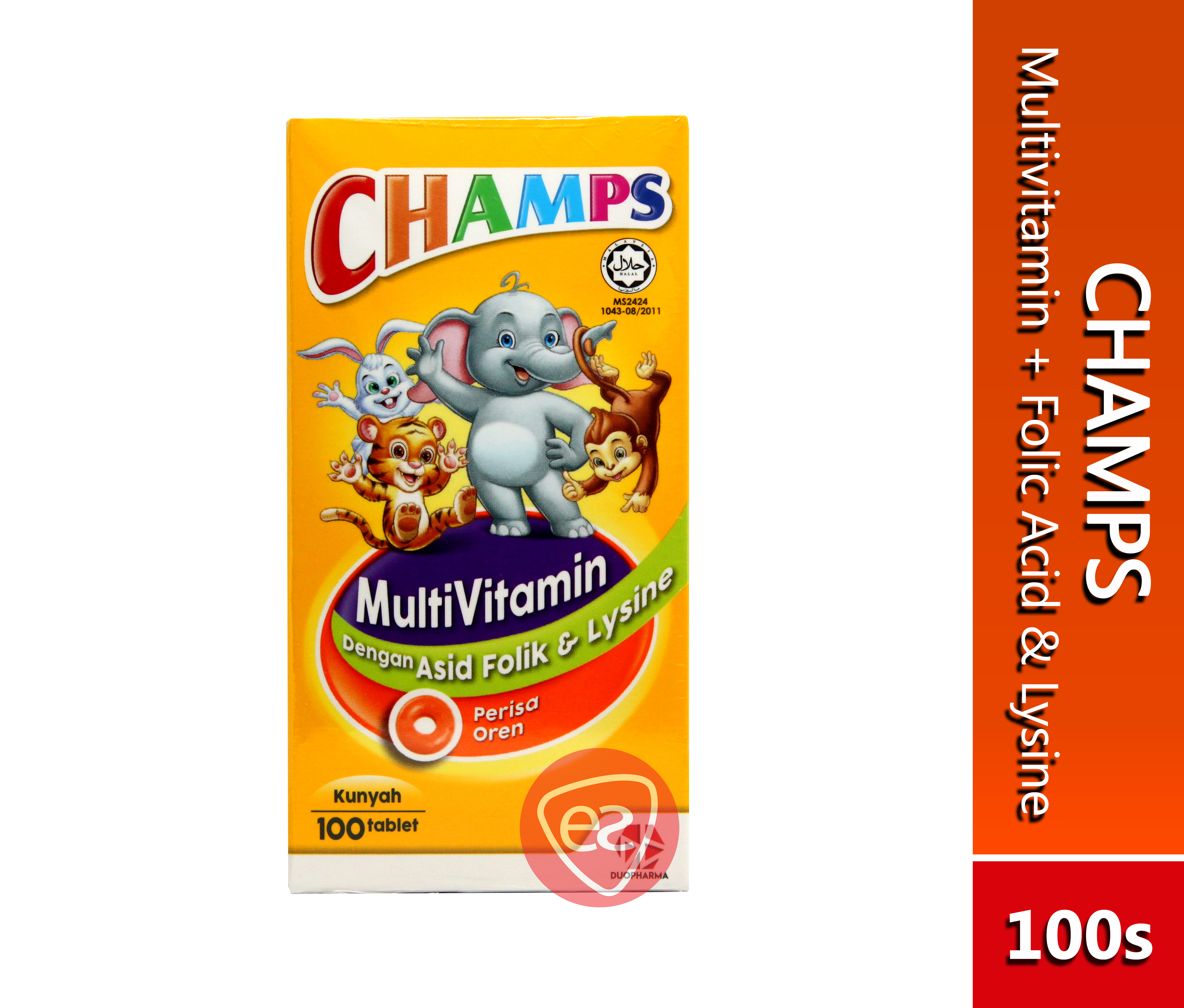 Champs Multivitamin Plus Folic Acid & Lysine Chewable Tablet (Orange ...
