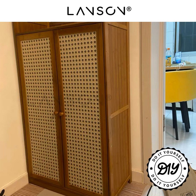 Rattan PVc DIY waterproof wallpaper deco Wardrobe cabinet decoration ...
