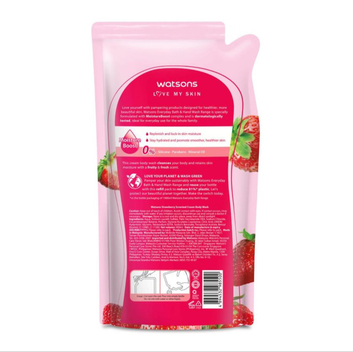Watson Body Wash Cream Bath Refill Pack 800ml Sabun Mandi Watsons Pek ...