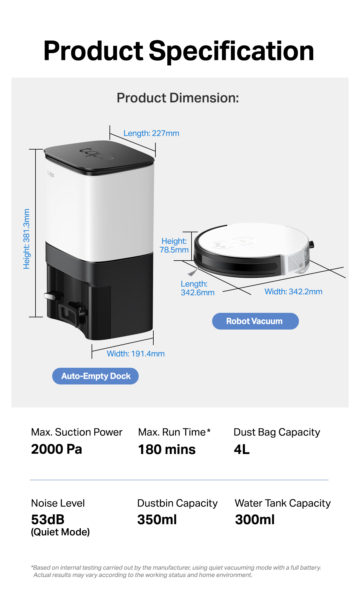TP-Link Robot Vacuum Cleaner & Mop Tapo RV10 / RV10 Plus Smart Auto ...