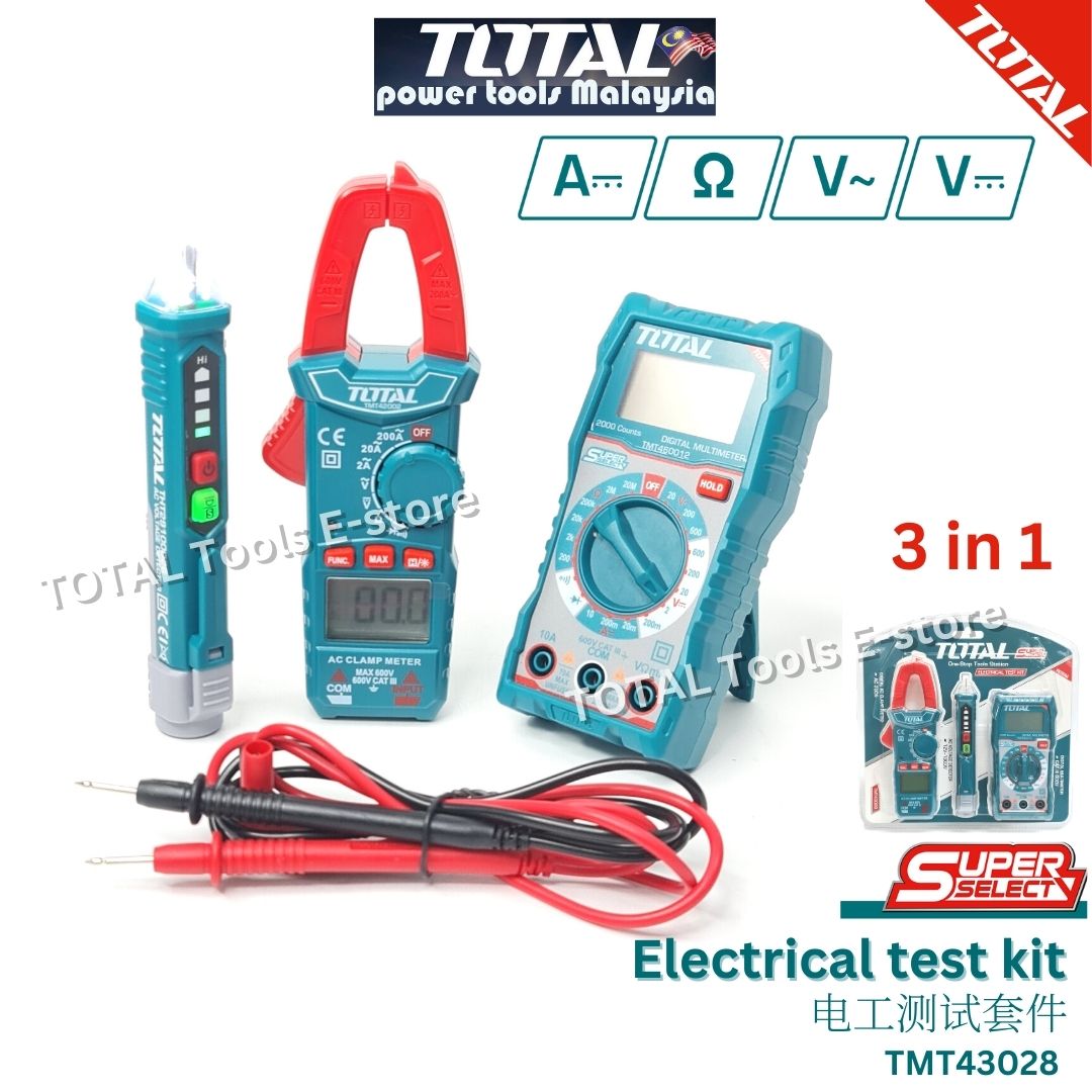 TOTAL 3 in 1 Electrical test kit / Digital Multimeter / Digital AC ...