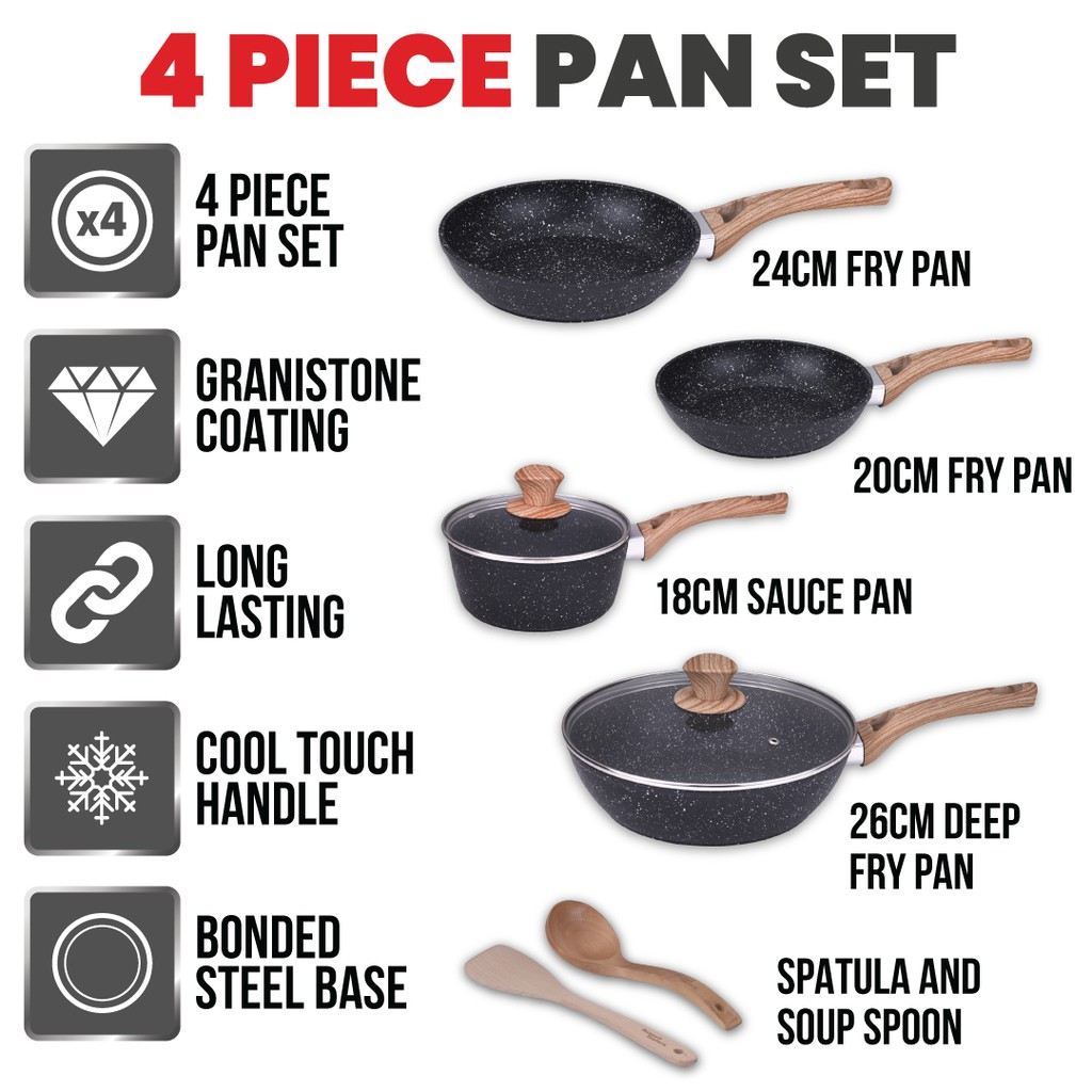 RUSSELL TAYLOR Bianchi Cookware Pot & Pan 4 in 1 Set | CWS6 | Shopee ...