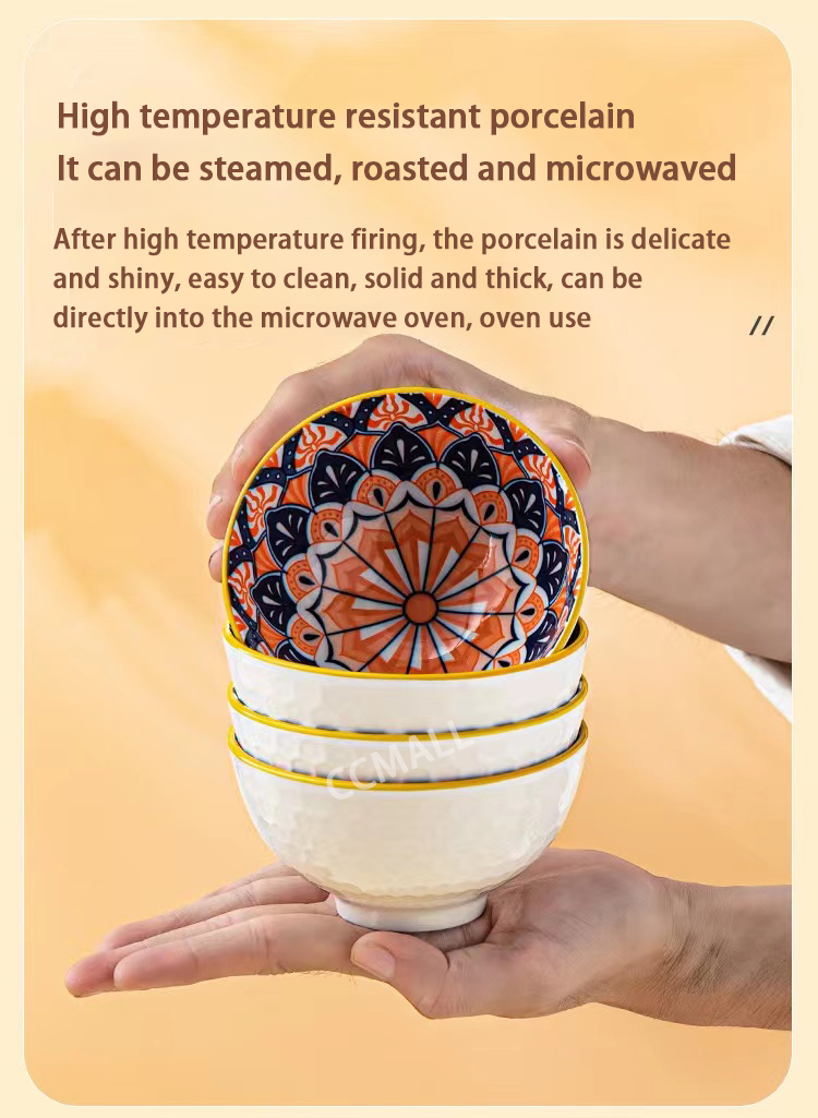 Bohemian Style Rice Bowl Porcelain Bowl Ceramic Bowl Mangkuk Keramik ...