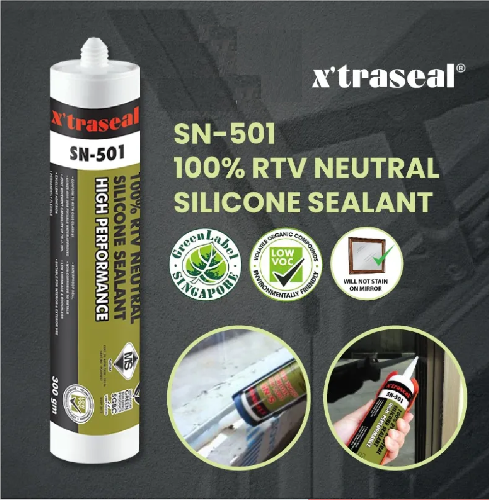 X'TRASEAL SN-501 100% RTV Neutral Silicone Sealant Clear White Glass ...