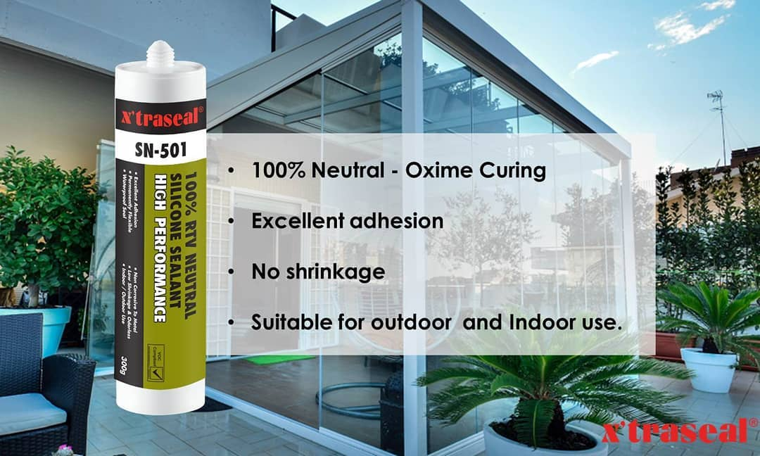 X'TRASEAL SN-501 100% RTV Neutral Silicone Sealant Clear White Glass ...