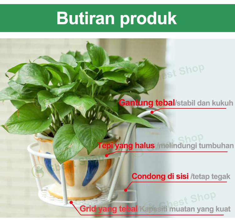 Outdoor Balcony Iron Flower Pot Holder Wall Rack Hanging Planter Stand ...