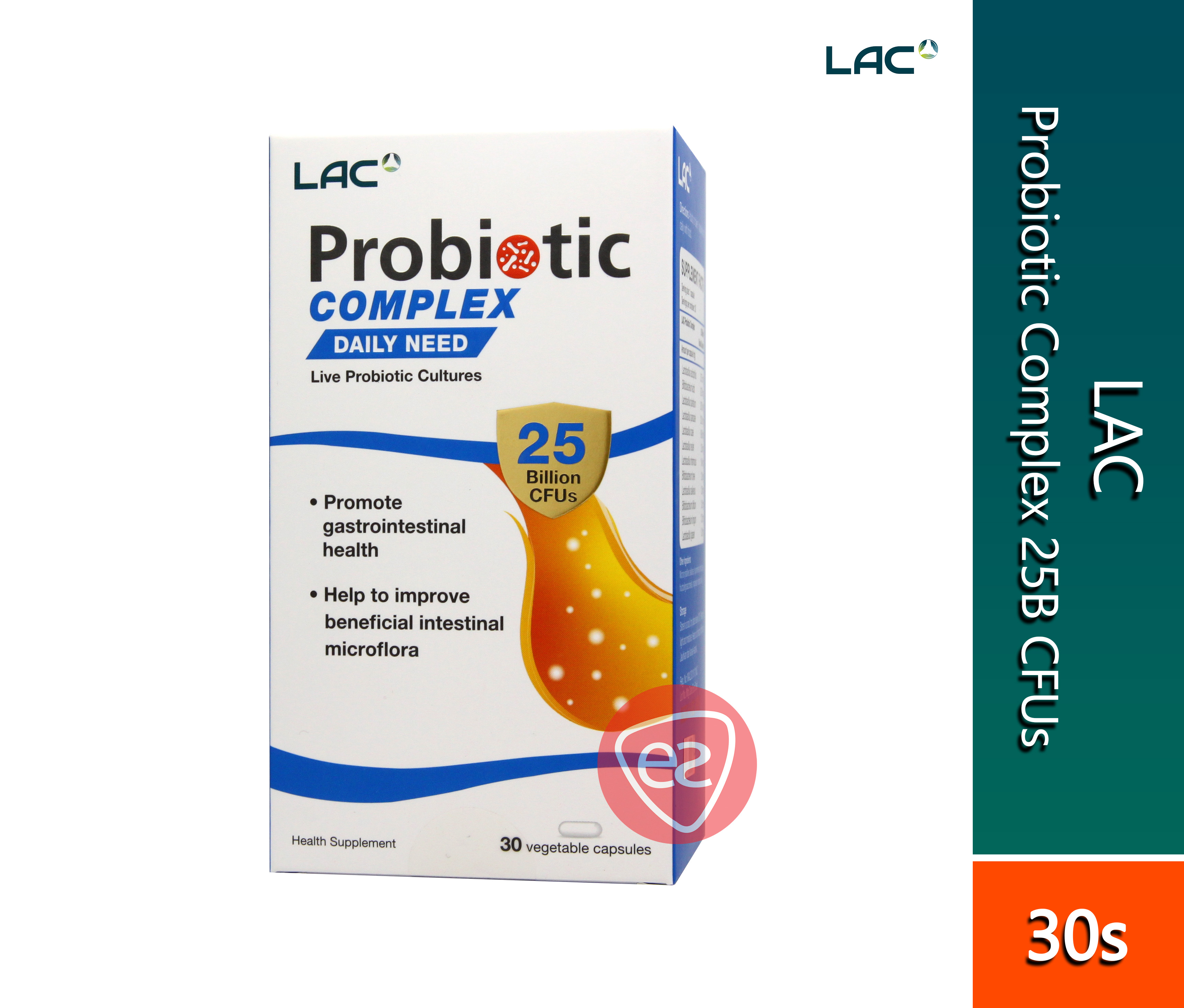 LAC Probiotic Complex 25 Billion CFUs Vegetable Capsule 30S (Was Known ...