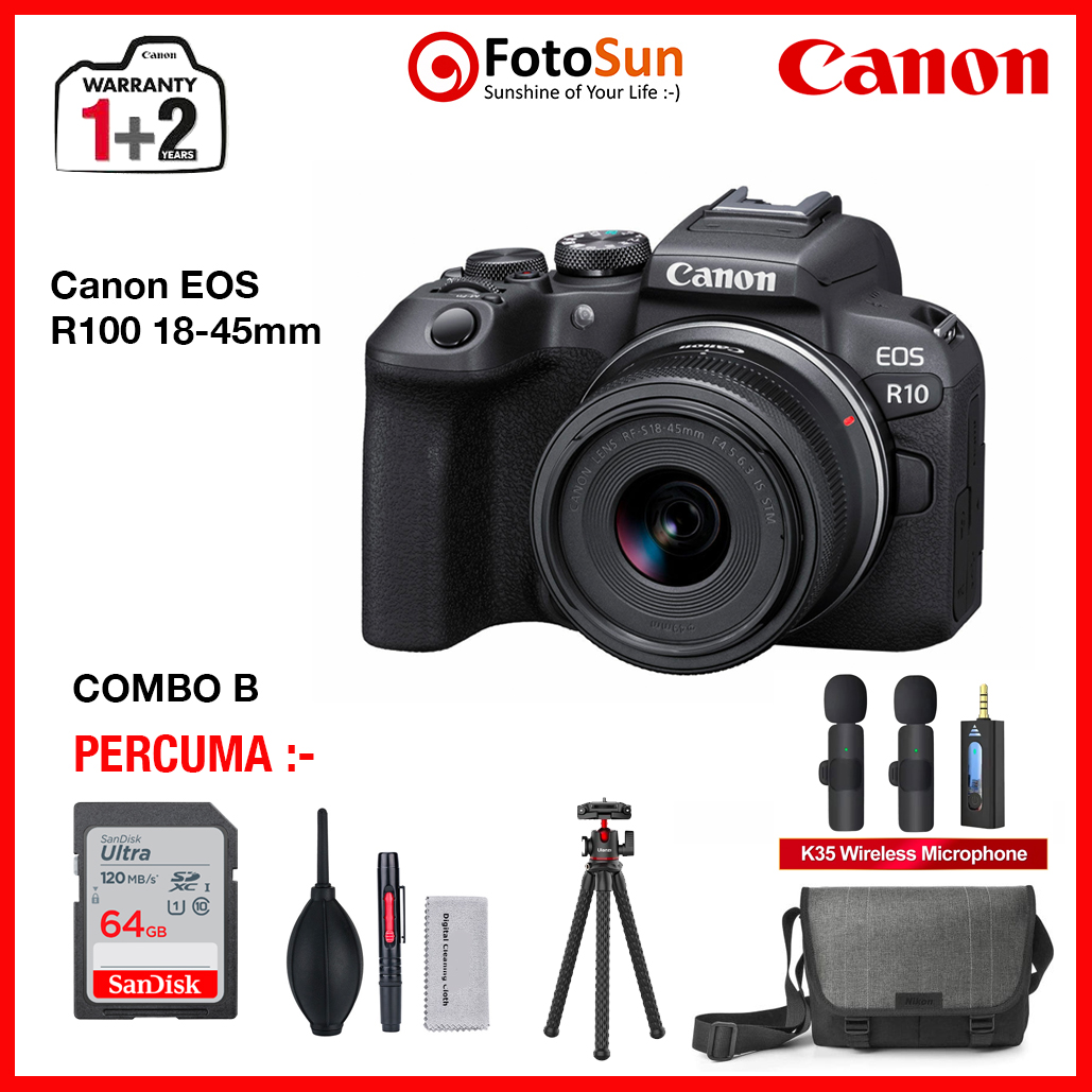 Canon EOS R100 body / kit 18-45mm STM with combo freegift 3 year ...