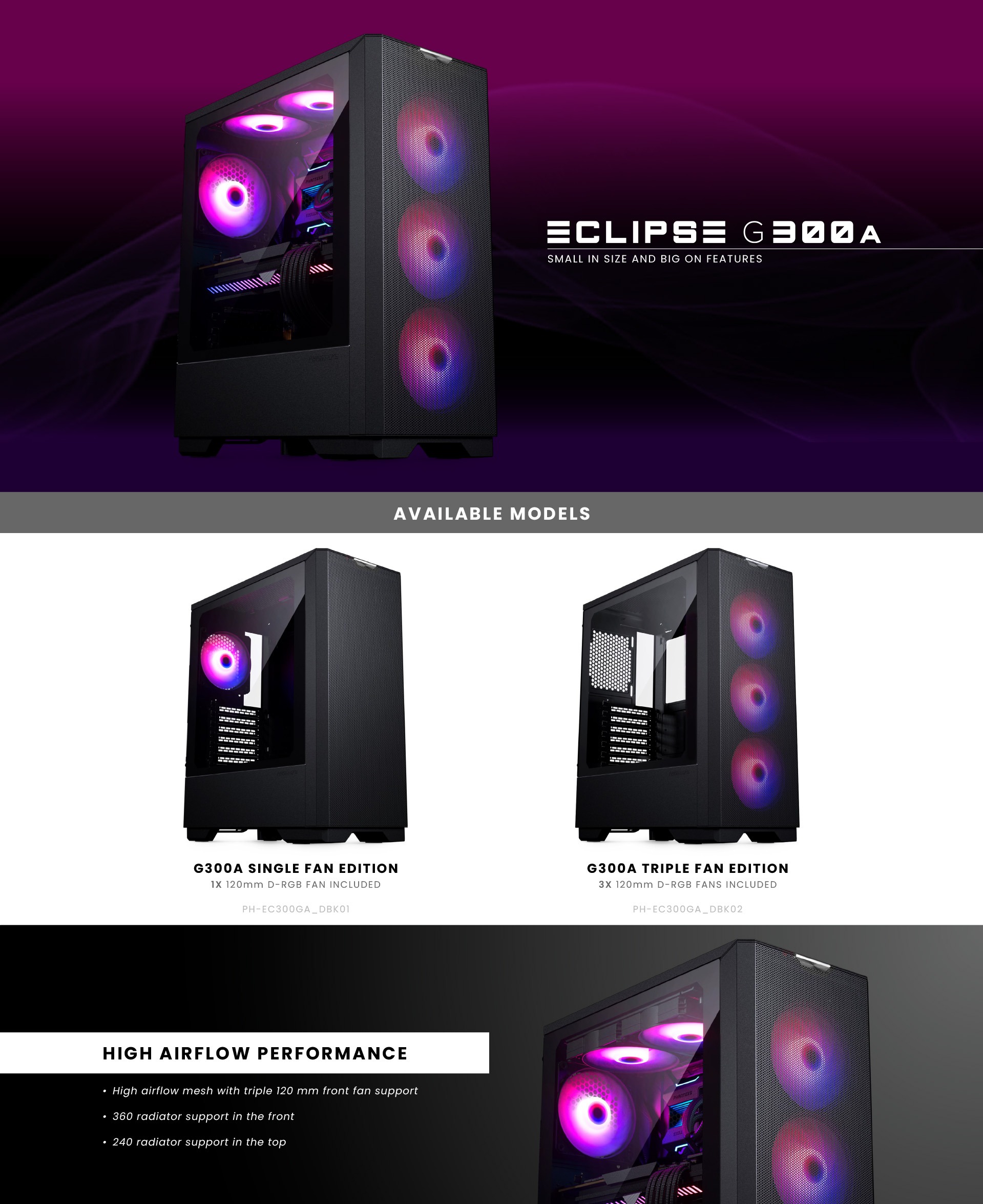 PHANTEKS Eclipse G300A Tempered Glass ARGB Compact ATX Casing | Shopee ...