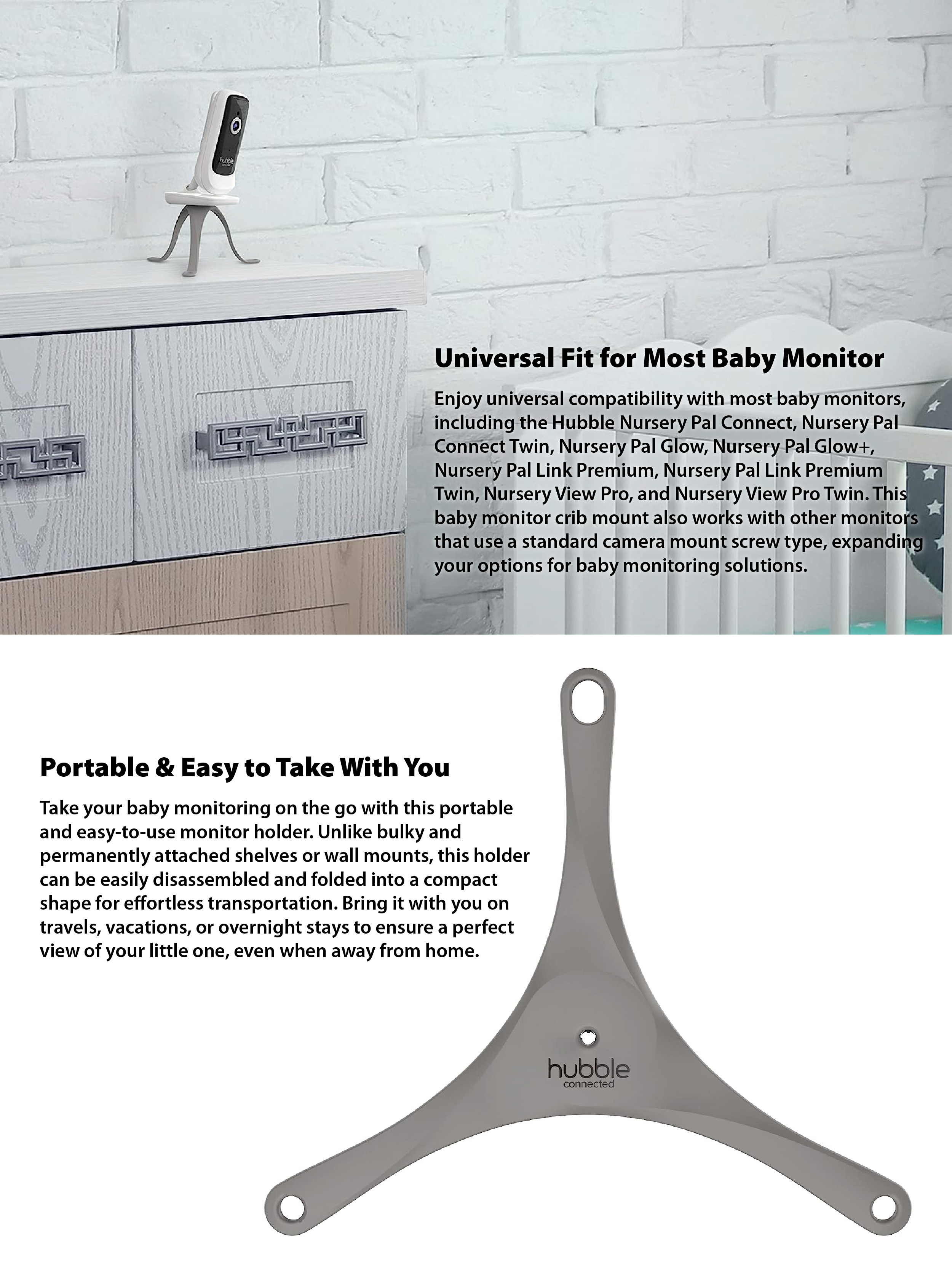 HUBBLE GRIP with Flexible Rubble, Universal Baby Monitor Mount ...