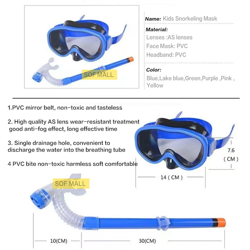 Unisex Kids Diving Mask Scuba Snorkeling Face Mask Half Dry Tube ...