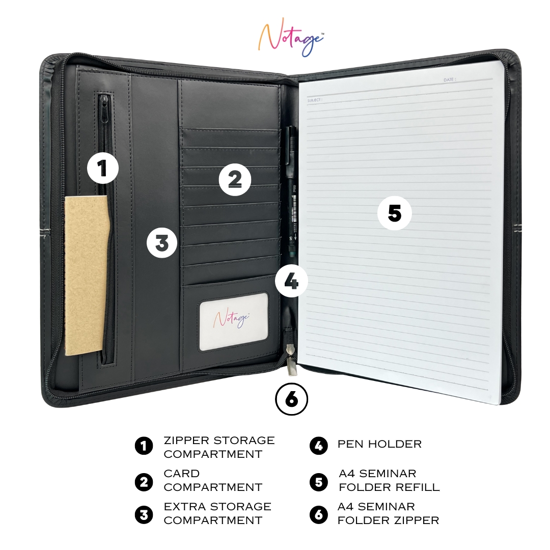 A4 Seminar Folder with Zip Paper Document Multipurpose Zip Bag File ...