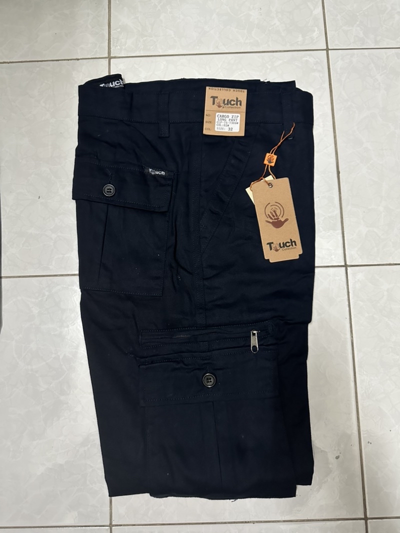 28-50 SELUAR CARGO PANJANG POCKET TEPI ZIP KAIN TEBAL COTTON WARNA ...