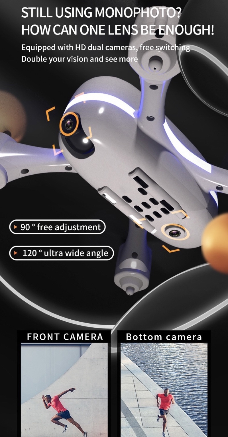 [RAINBOW FLASH LED]FEO FiNO Mini Drone Optical Flow 4K HD Camera Wifi ...