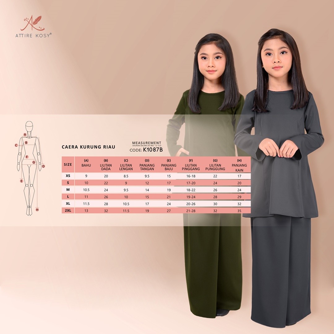 Baju Kurung Raya Riau Caera Sedondon Budak - Royal Red/Light Khakis ...