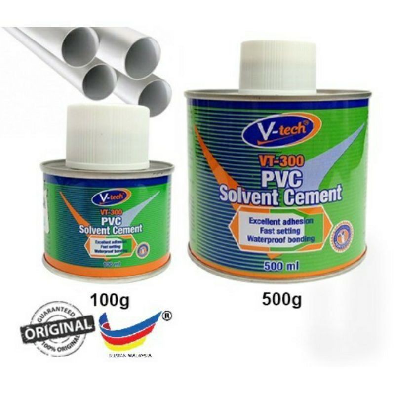 V-TECH PVC GLUE SOLVENT CEMENT GUM PIPES FITTING VT300 (GAM KUAT PVC PAIP ) 100ML /500ML GAM ...