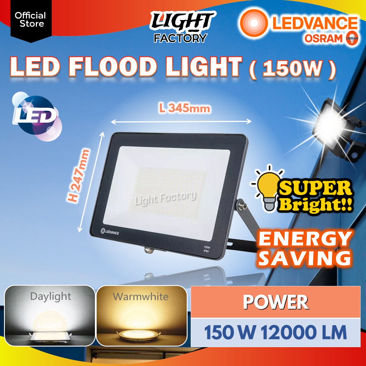 OSRAM LEDVANCE LED Floodlight 100W 150W 200W Spotlight Outdoor Flood ...