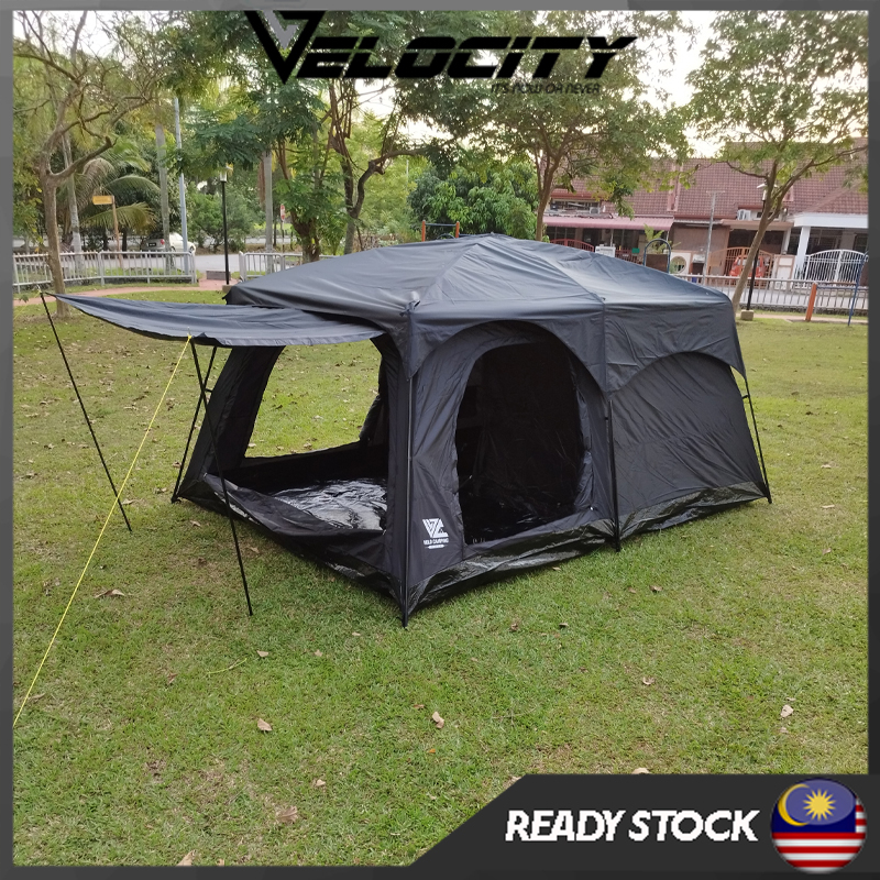 VELOCITY Black Camel 12 Person Large Camping Tent Waterproof Family Tents Outdoor Luxury Khemah ...