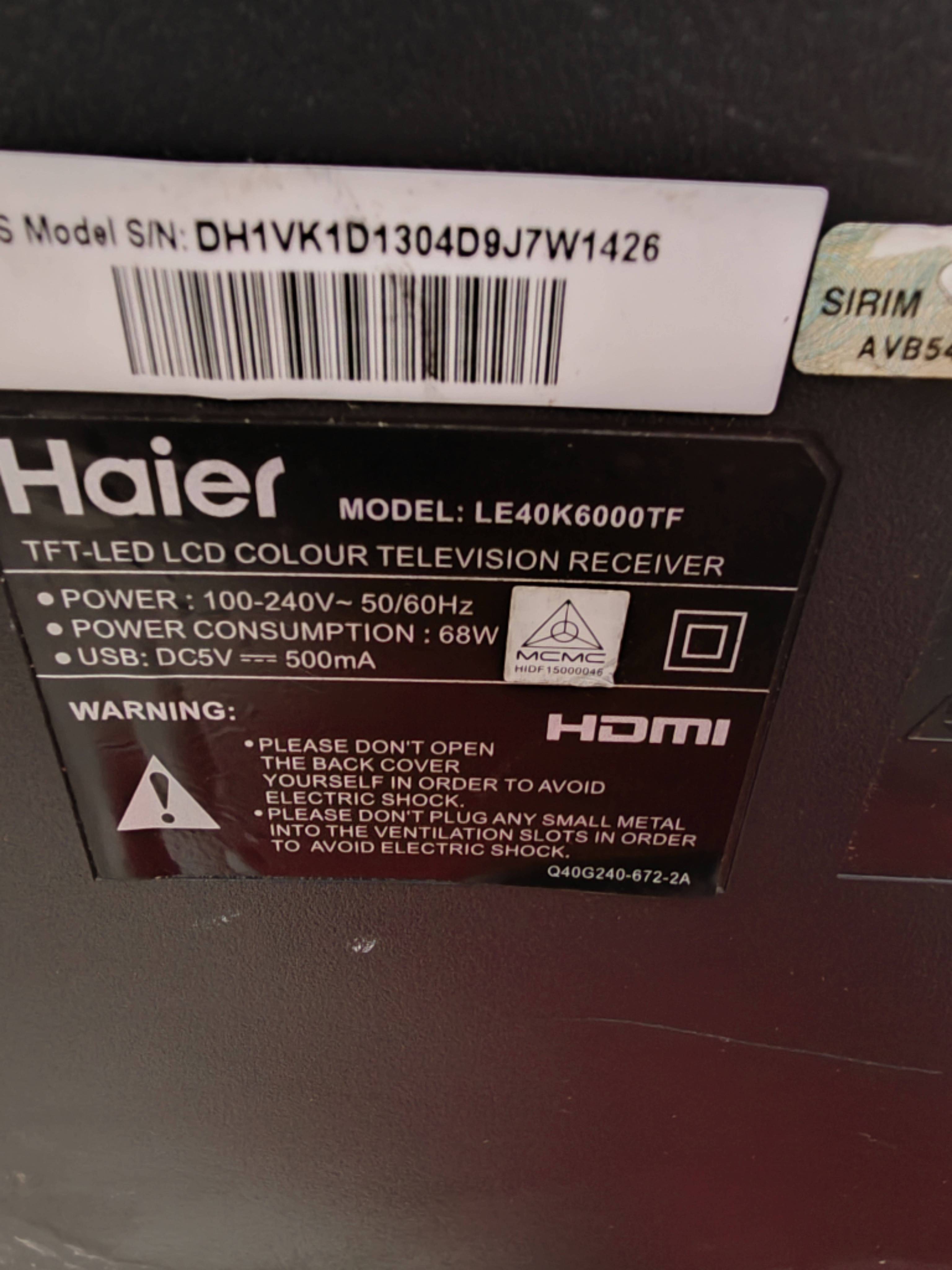 Haier LE40K6000TF LED TV PowerBoard MainBoard speakers tripod | Shopee ...