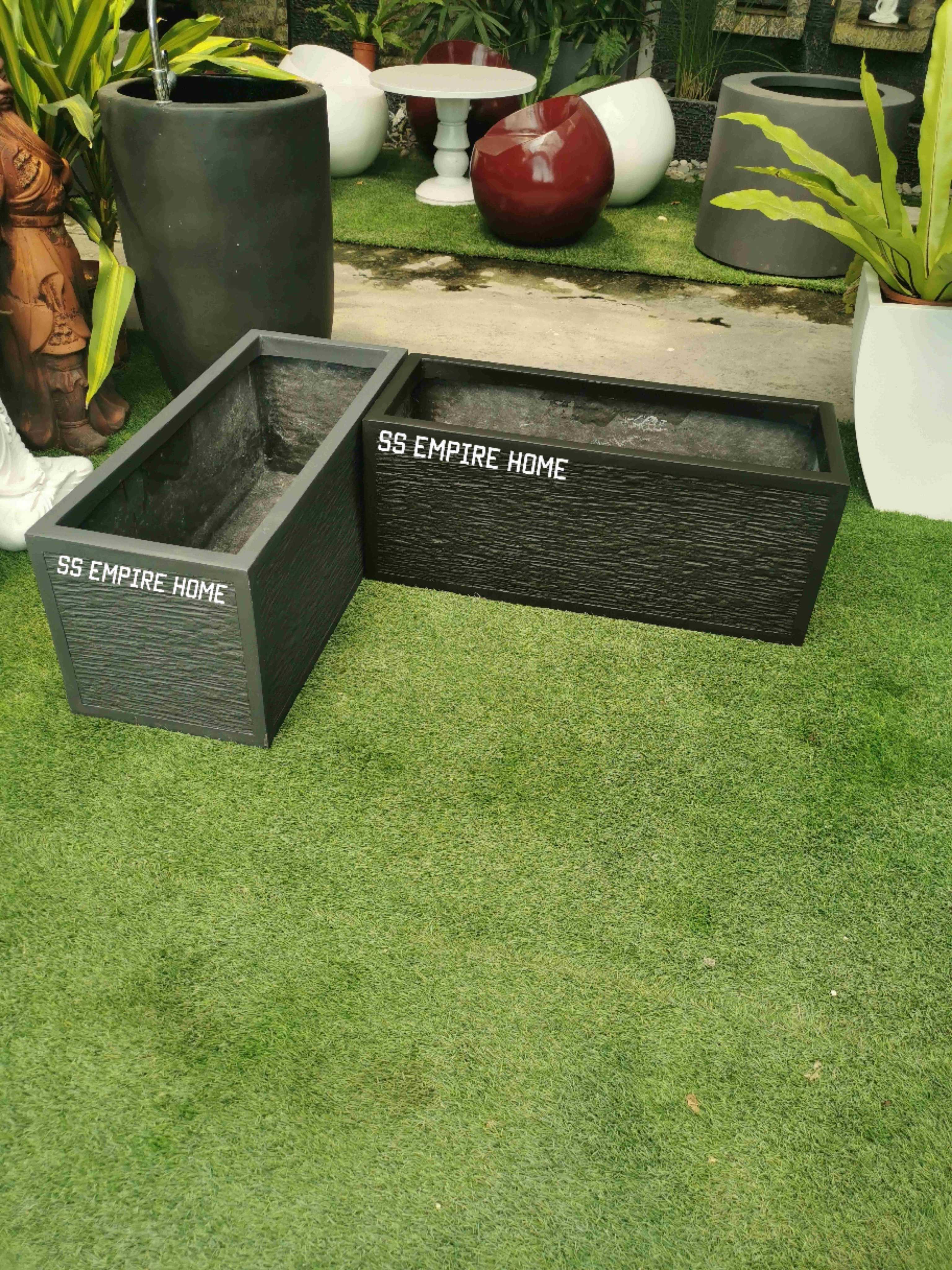 RUDI PB7 Grey Black Texture Planter box Fiberglass Flower Pot Pasu ...