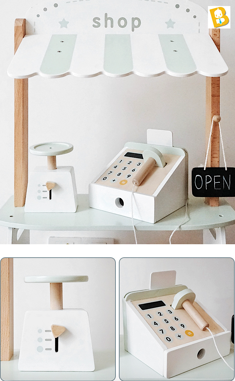 BabyBoss Wooden Fruit Snacks Food Cart Supermarket Push Cart Toy ...