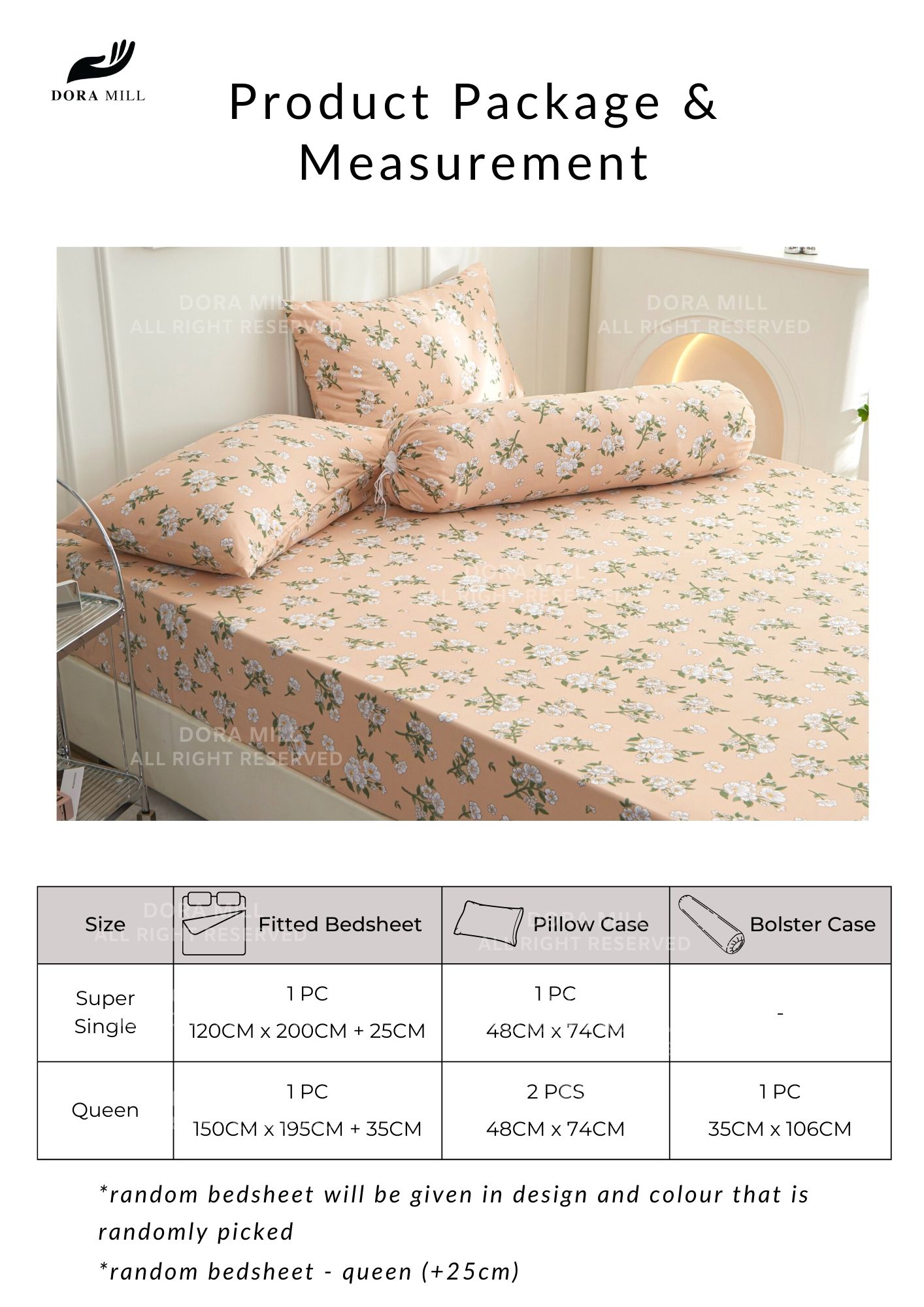 DORAMILL Quality Cotton 880TC 4in1 Queen 2in1 SUPER SINGLE Floral ...