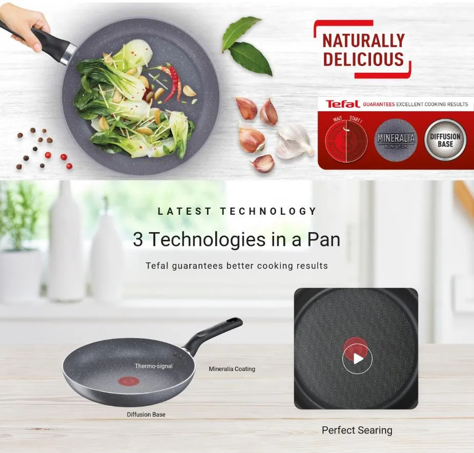 Tefal Non Stick Natura Deep Frypan Wokpan 24-32cm | B22665 B22694 B22606 (Kuali Big Fry Pan Deep ...