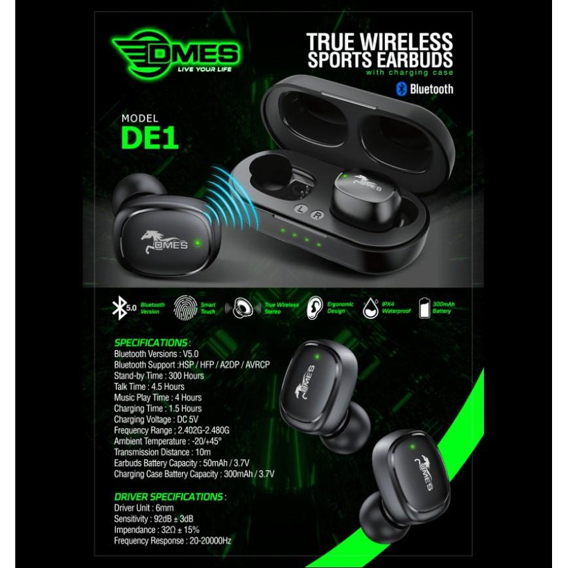 DMES True Wireless Earbuds Series with charging case - DE1/DE2/DE3/DE5 ...
