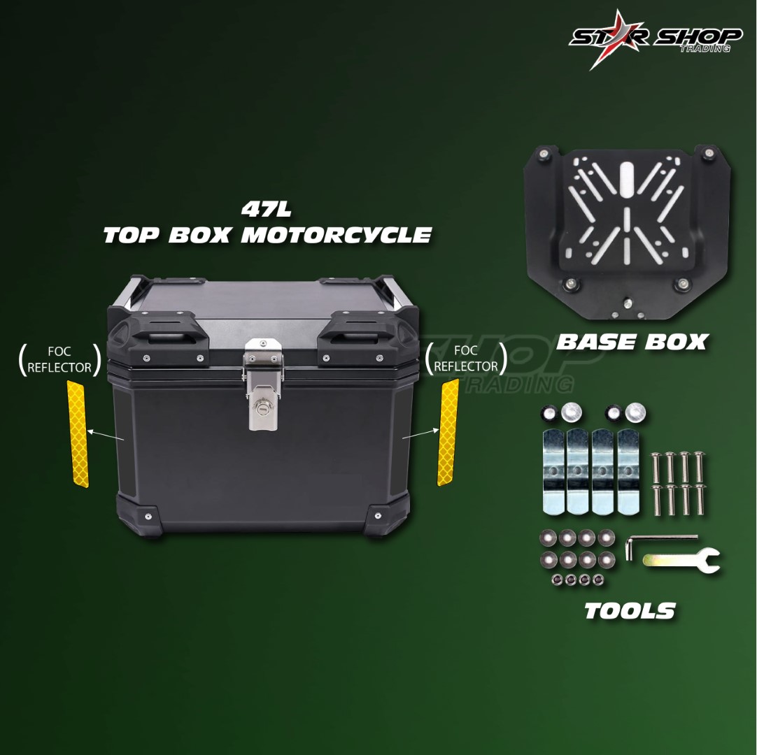 ABS Aluminium Top Box 47L Universal Sandar Belakang Suitable ADV VARIO ...