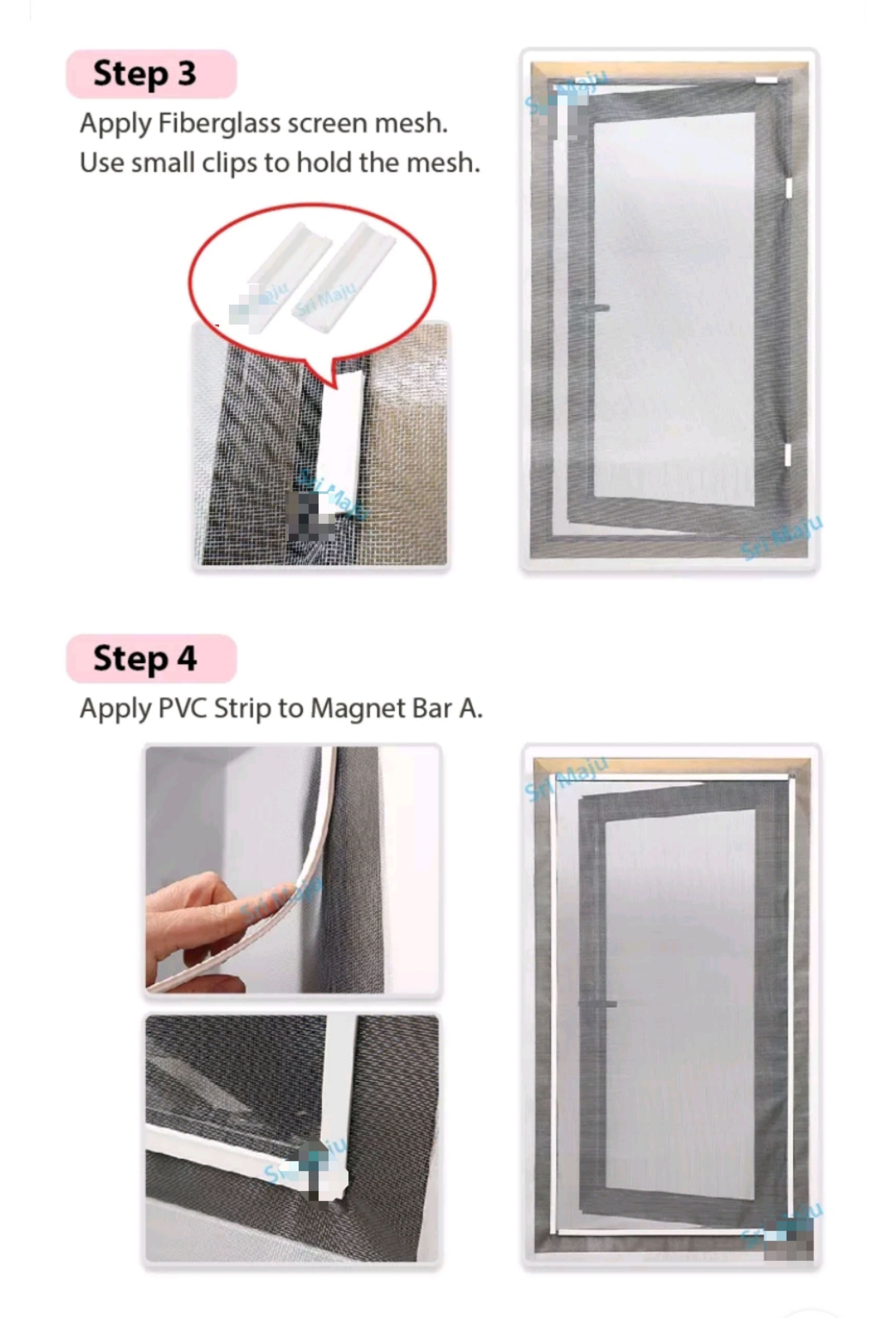 WHITE MESH FULLSET SOFT FRAME Magnet Mosquito Net For Frame Stainsteel ...
