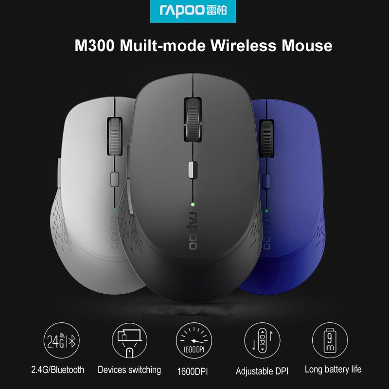 Rapoo M300 Silent Multi Mode 2.4G Wireless Mouse Bluetooth Mouse 1600 ...