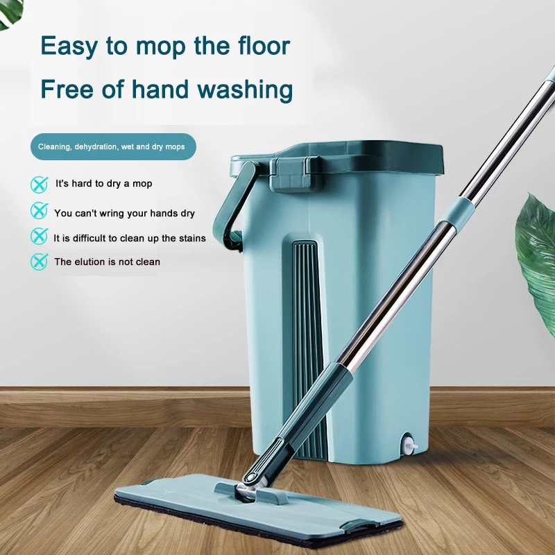 READY STOCK🍁New Mop Self-Wash And Squeeze Dry Flat Mop With Bucket 360 ...