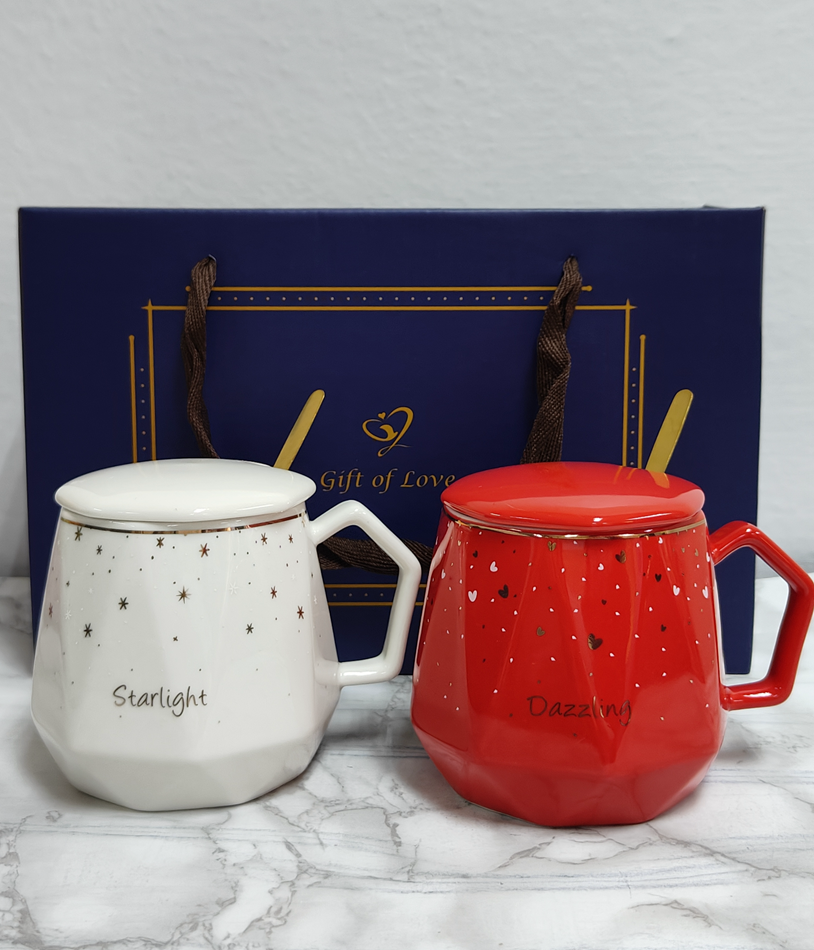 【EONMIR】Creative European Ceramic Mug Diamond Cup Couple Cup Coffee Cup ...