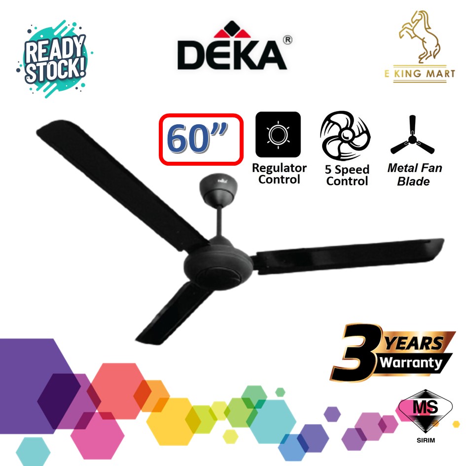 DEKA DR9 60" inch Regulator Ceiling Fan 5 Speed Control 3 Fan Blade DR ...