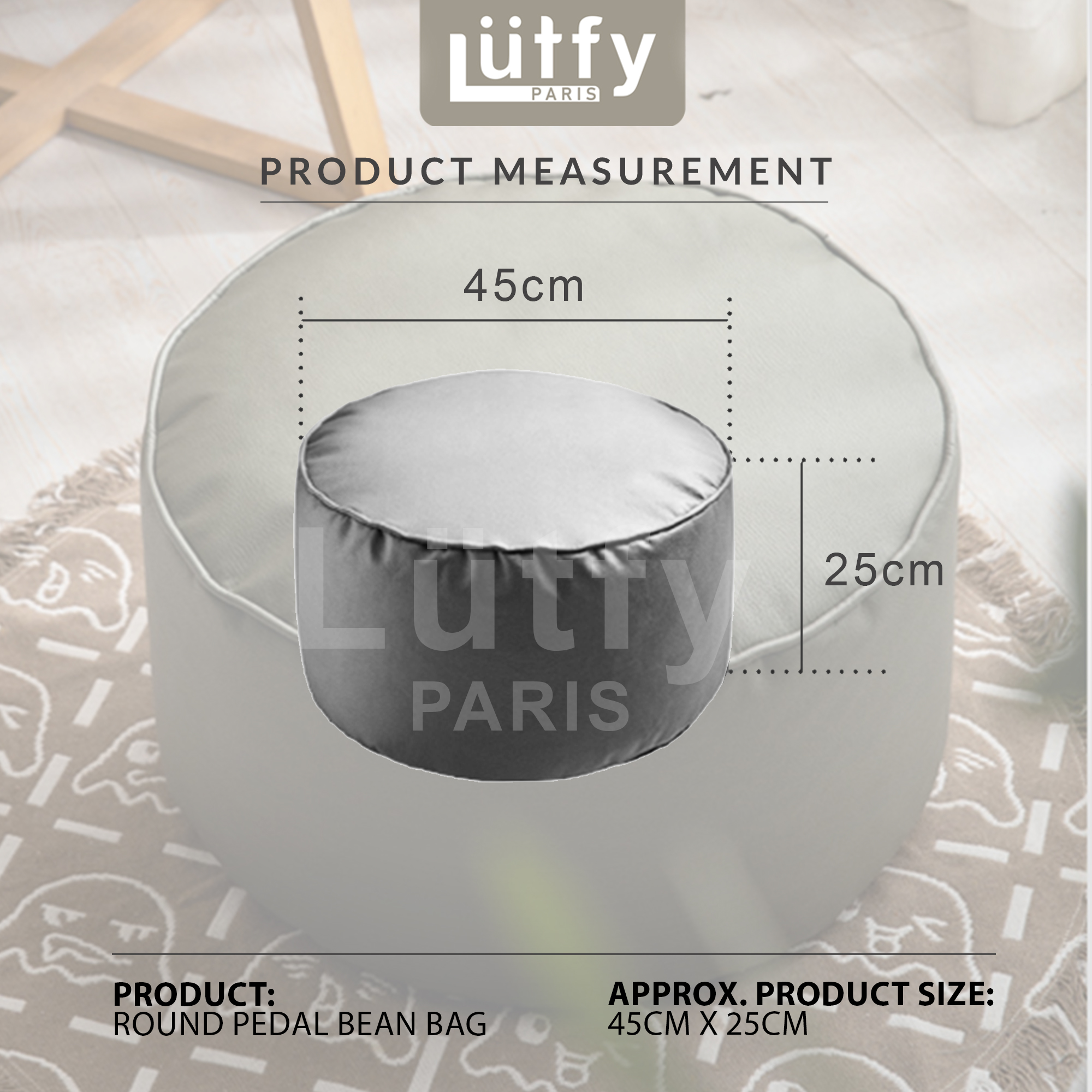 [Ready Stock] Round Bean Bag Stool with 1.5 kg(+/-) FILLING BEAN ...
