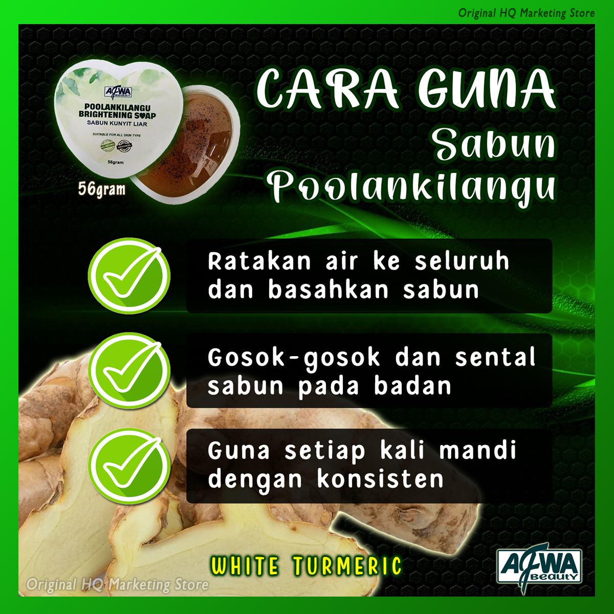 56gram Poolangkilangu Soap Turmeric Sabun Kunyit Putih Whitening ...