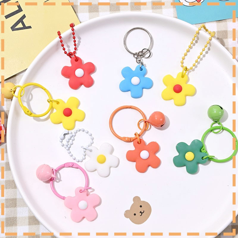 𝐄𝐘𝐄 𝐂𝐀𝐓𝐂𝐇𝐈𝐍𝐆 Ins Style Flower Keychain With Bell Mini Pendant Key Charm ...